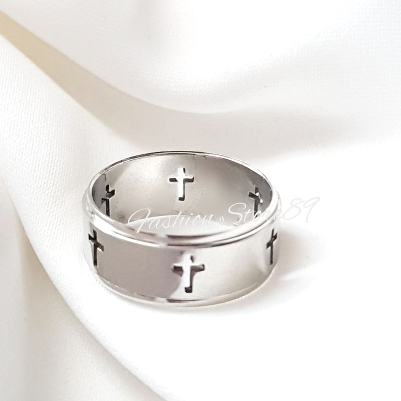 Imported stainless steel titanium plain Silver cross ring for men and ...