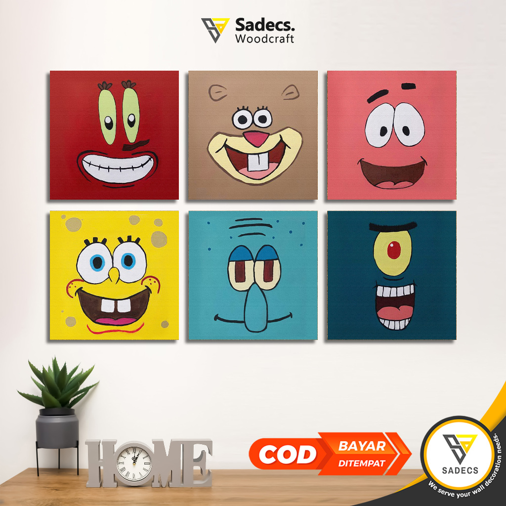 KAYU HIASAN DINDING SADECS - SPONGEBOB SQUAREPANTS Canvas Wooden Poster ...