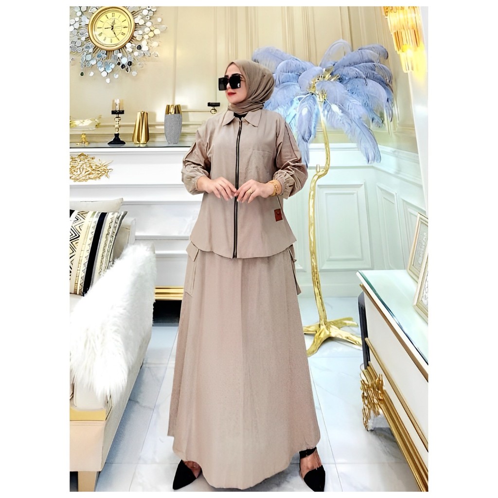 Cairo SET 2IN1 Skirt Material POLO LINEN Contemporary LINEN Suit KOREAN ...