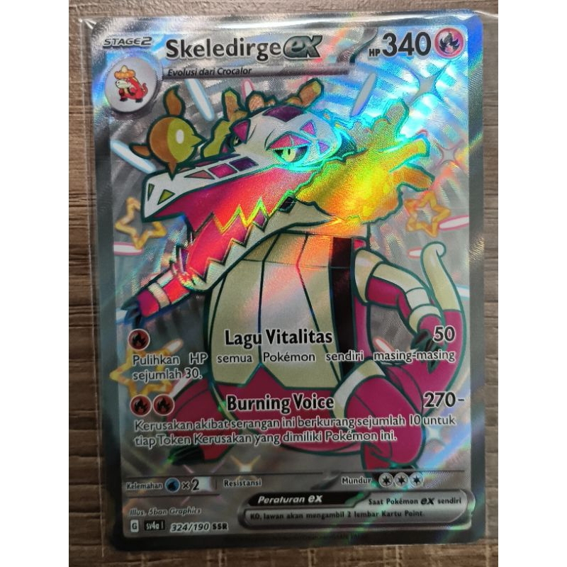 Original Pokemon Card TCG sv4a 324/190 Skeledirge EX SSR Indonesian ...