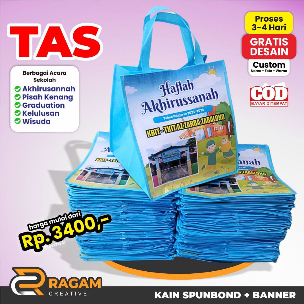 School Farewell Souvenir Bag Custom Logo Design/Haflah Akhirussanah ...