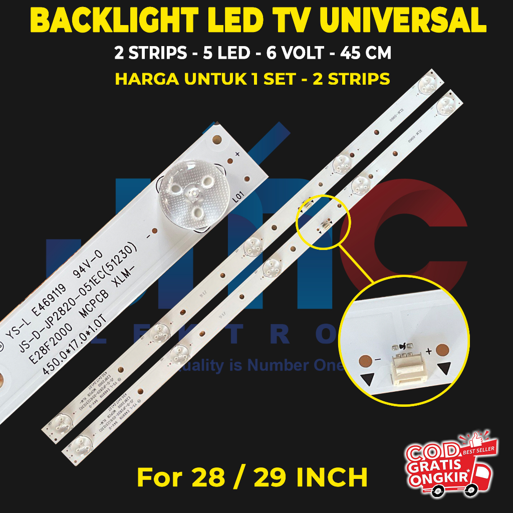 UNIVERSAL TV Backlight FOR 28 inch or 29 inch 5k 5led/strip 6v | Shopee Philippines