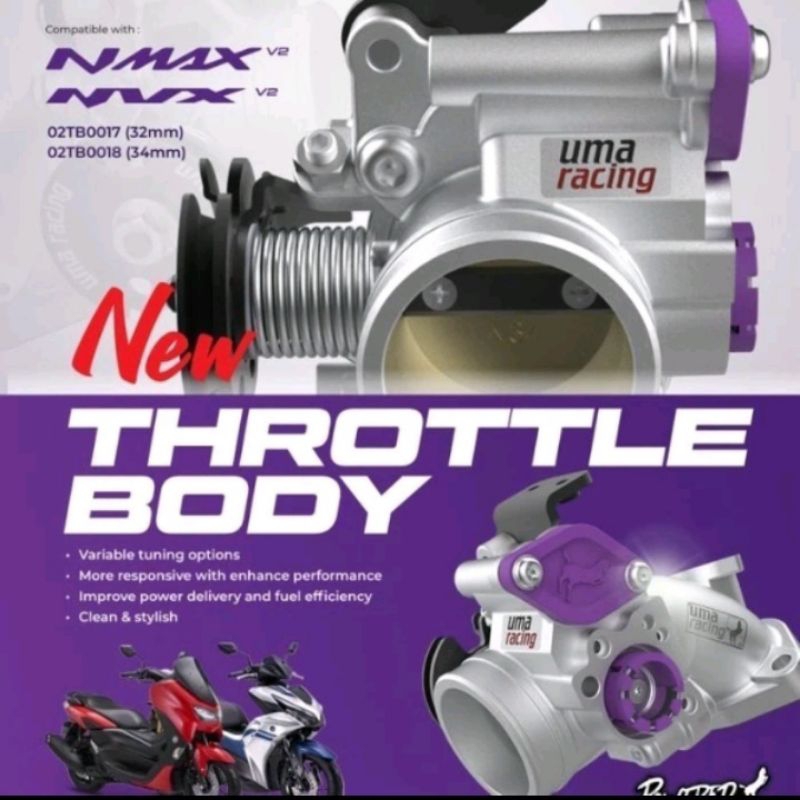 Throttle BODY KIT NMAX N-MAX AEROX 155 NVX V2 32mm 34mm UMA RACING ...