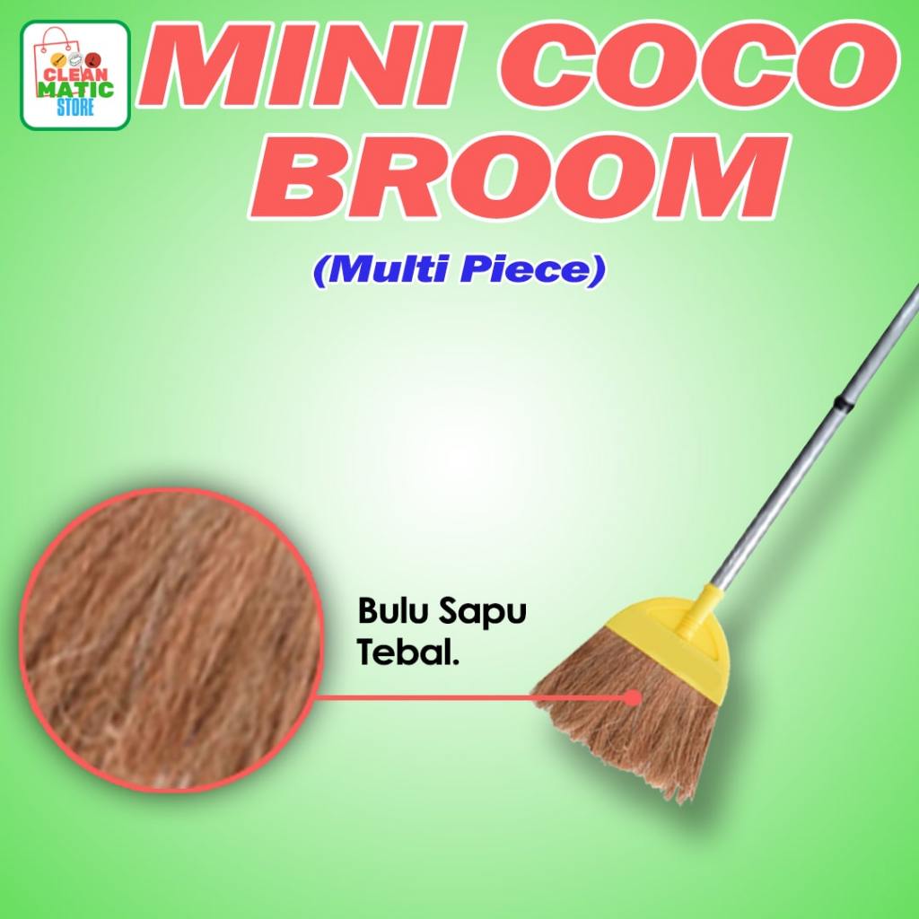 MINI COCO BROOM MULTI PIECE - BROOM With Stick 3 Light Iron Parts ...