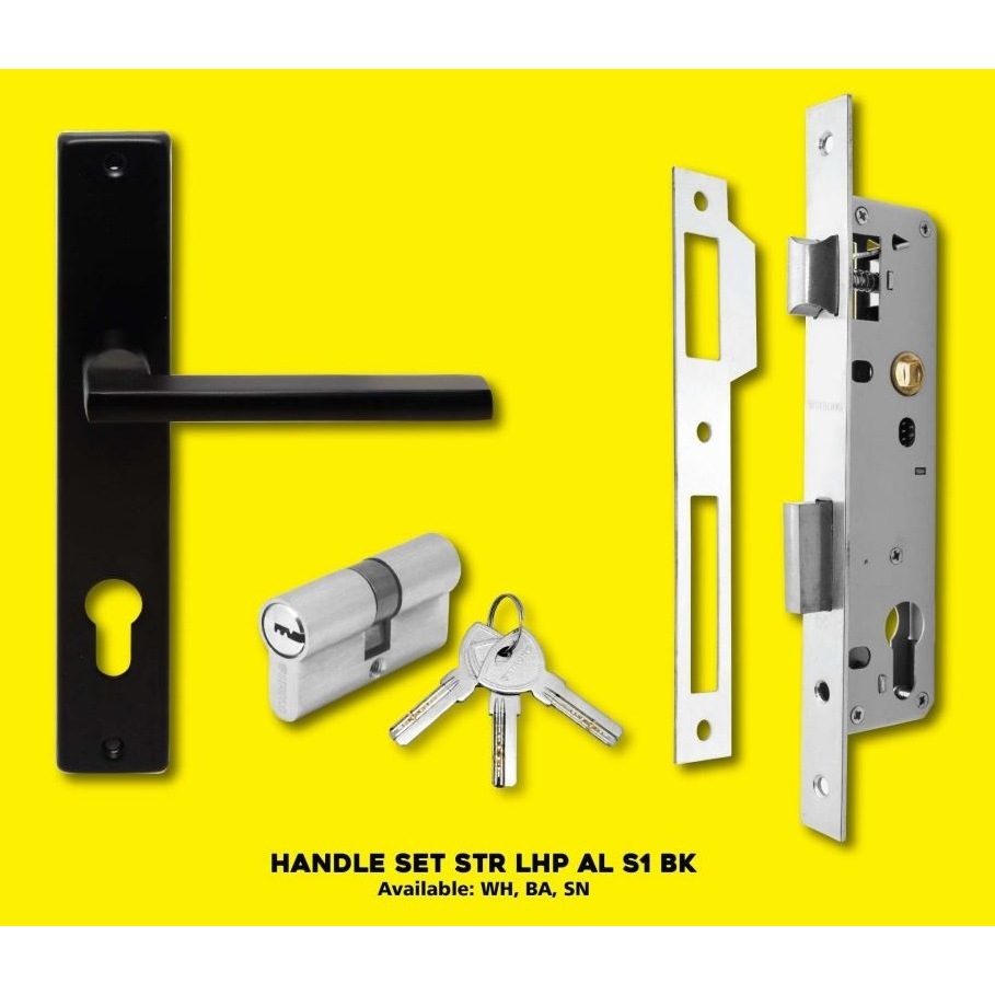 Aluminum Door Lock Set with Plate Handle + Mortise 8385 Backset 30x85 ...