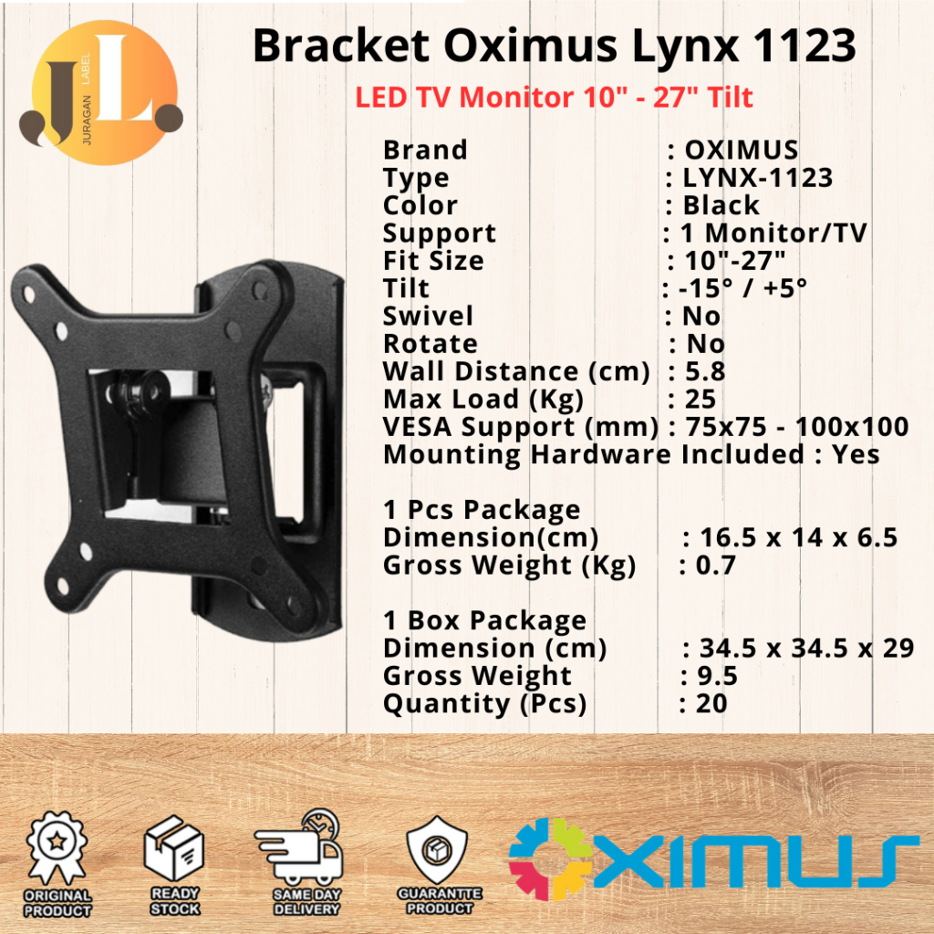 Bracket Oximus Lynx 1123 LED TV Monitor 10" - 27" Tilt | Shopee Philippines