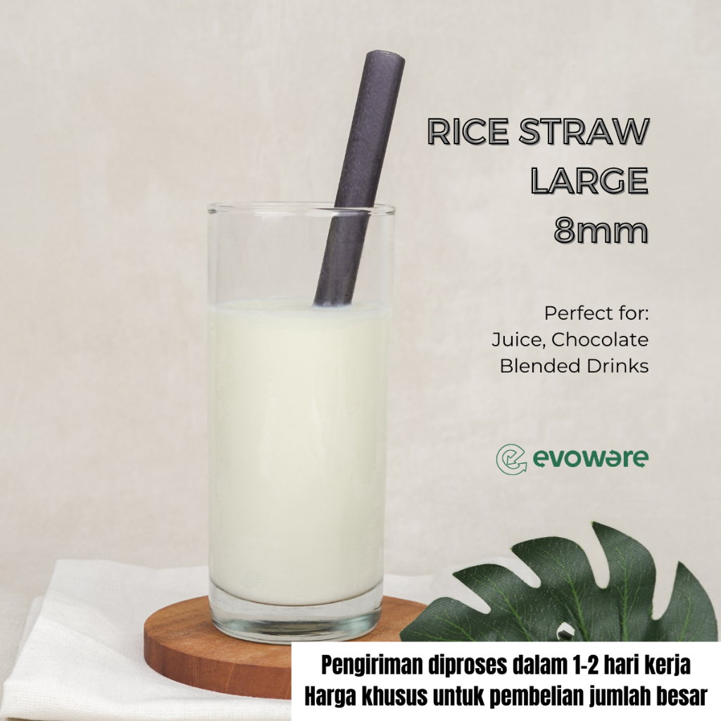 [100Pcs] Edible Rice Straw 8mm (Eco-Friendly Edible Rice Straw/Plastic ...
