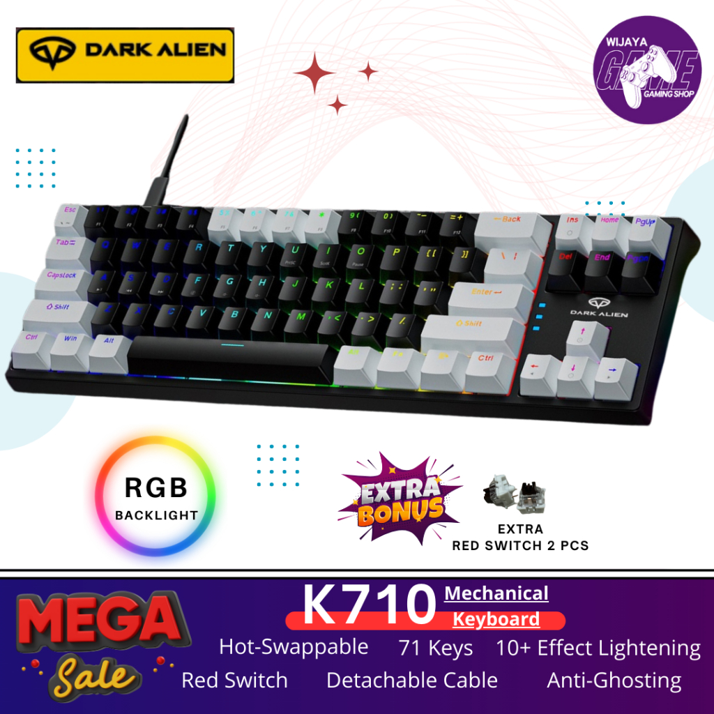 Dark ALIEN K710 MECHANICAL GAMING KEYBOARD HOTSWAPPABLE RGB BACKLIGHT ...