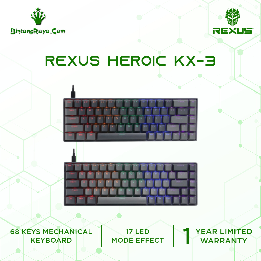 Gaming KEYBOARD REXUS HEROIC KX3 / KX-3 RGB MECHANICAL GAMING KEYBOARD ...