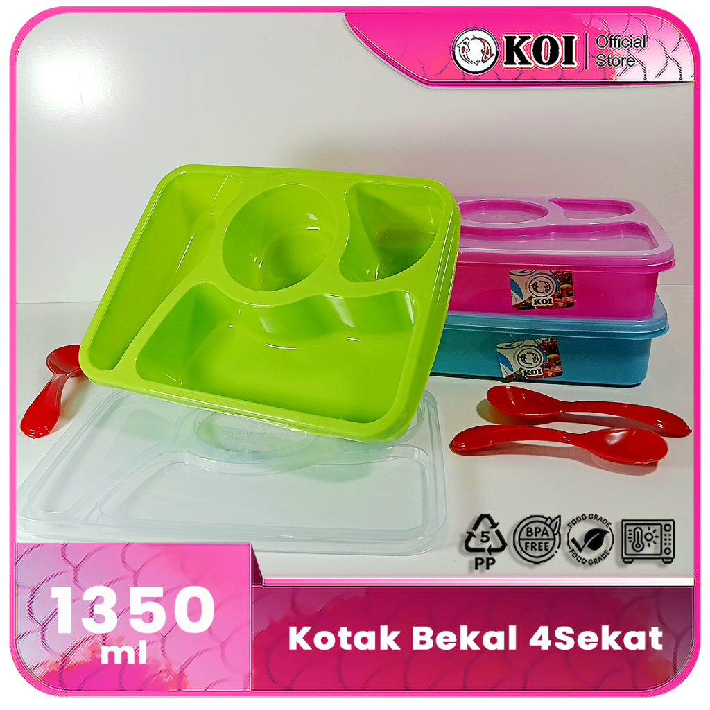 Koi Official - Anti-Spill 4-piece Lunch Box - Plastic Food Grade Lunch ...