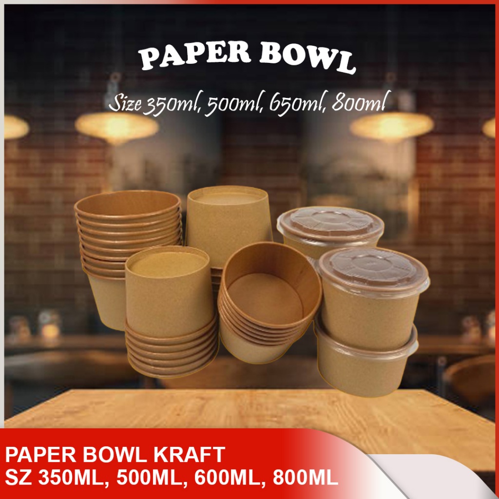 Kraft Paper Bowl Brown Paper Bowl Foodgrade Laminated Food Packaging ...
