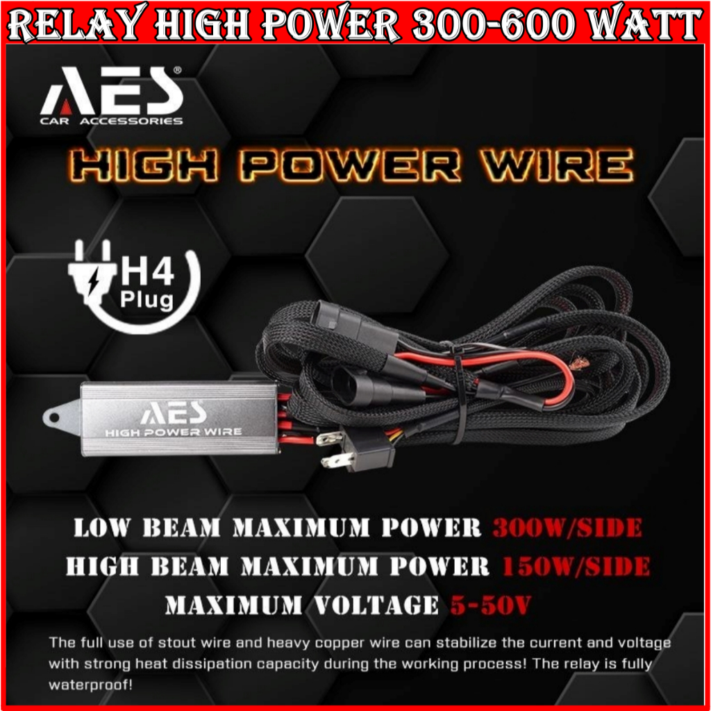 Original RELAY Cable SET HIGH POWER 600watt PREMIUM QUALITY SOCKET H4 ...
