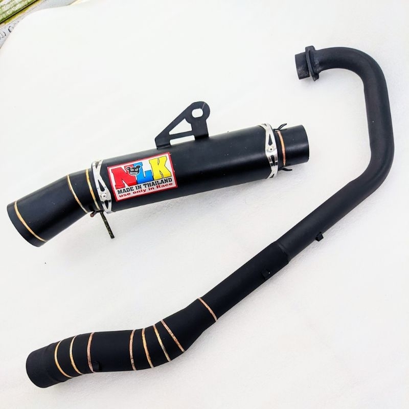 Nlk FUL BLACK COATING Conical open Exhaust pipe TM-x 155 Bajaj CT100 ...