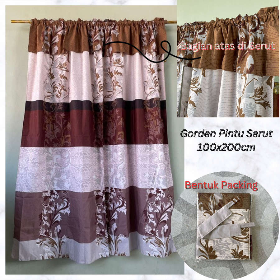 Aesthetic Motif Drawstring Door Curtains Size 100 x 200 cm Sanur ...
