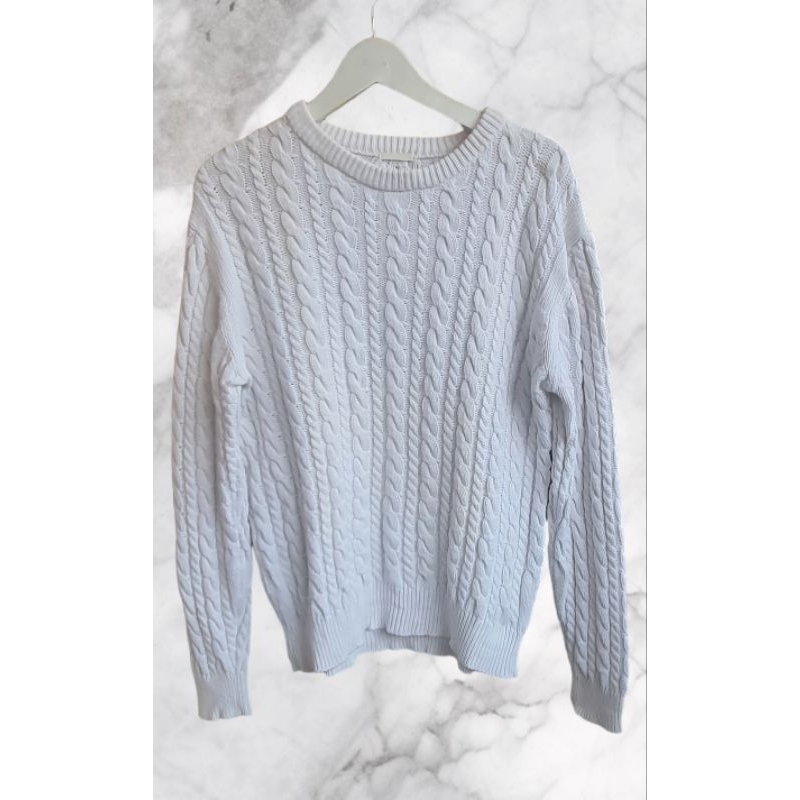 White GU Braided Sweater | Shopee Philippines