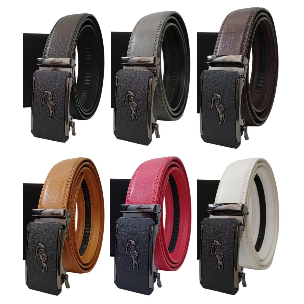Genuine LEATHER GENUINE LEATHER Men's Belts Automatic Rail model dus box GM-GL5 | Shopee Philippines