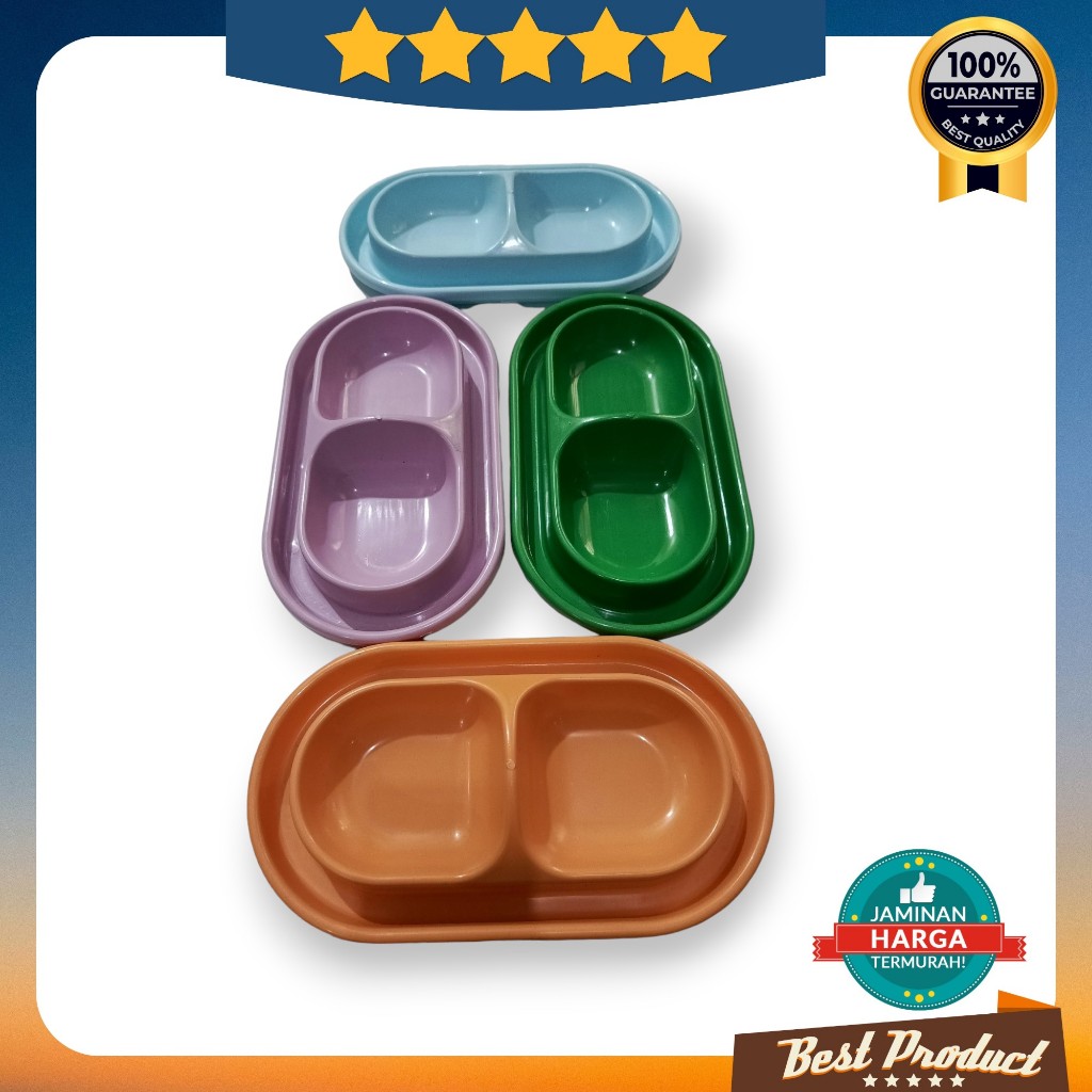 Large capsule-shaped anti-ant duoble plate pet food container for cats ...