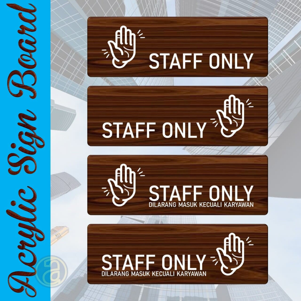 Acrylic Sign Board 10x30 cm - Staff Only Signage / Entry Sign Board ...