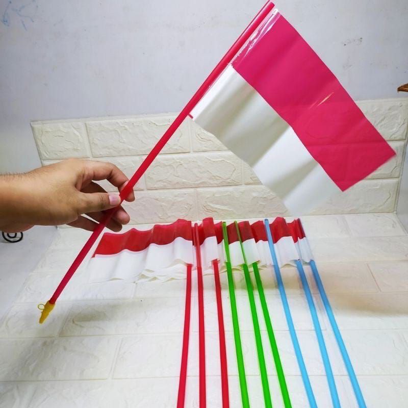MERAH (Price 1 pack)Red and white carnival flag/Pluit parade flag ...