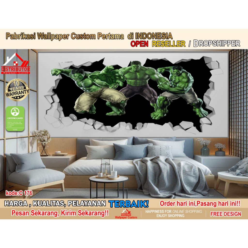Hulk Theme Custom 3D Wallpaper | Kids Cartoon Animation | Kids Room ...