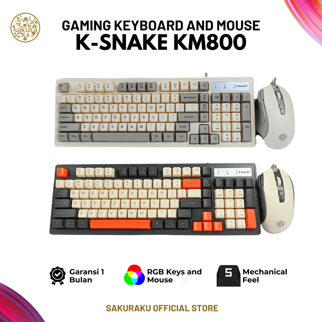 Km800 Keyboard+Mouse 1 Set Gaming Mechanical Feel Computer / Laptop USB Cable | Shopee Philippines