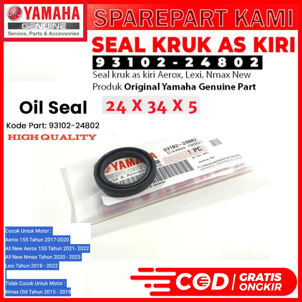 Left AS CRUCK SIL SEAL YAMAHA AEROX 155 LEXI NMAX N-MAX NEW 24X34X5 ...