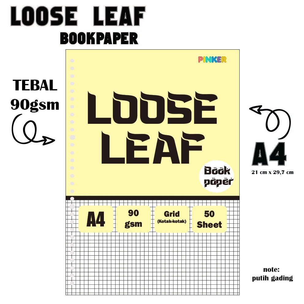 A4 Bookpaper 90 gsm Loose leaf - GRID/Boxes by pinkershop | Shopee ...