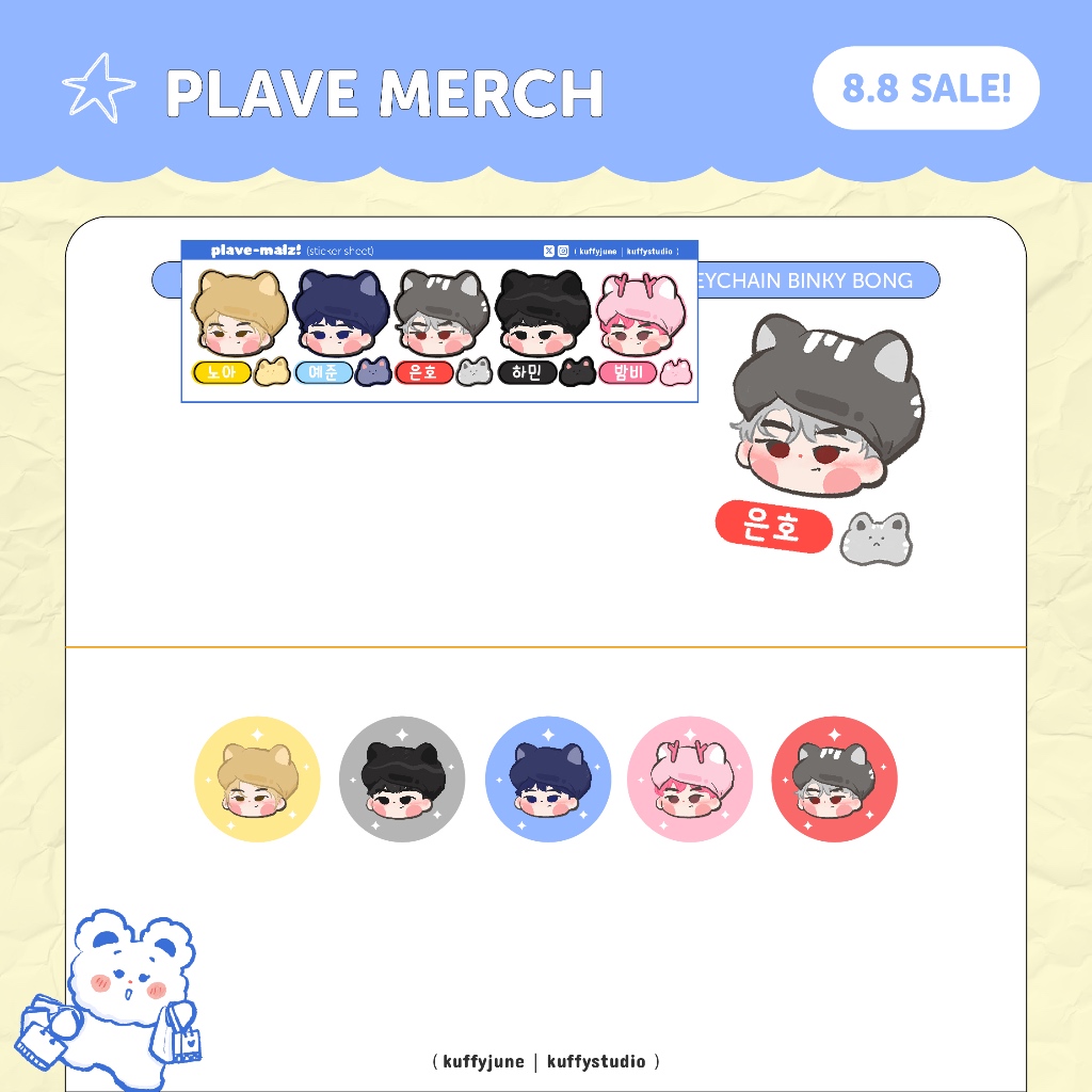 Plave-mals Glitter Sticker Sheet & Pin Button Fanmade Merch | Shopee ...