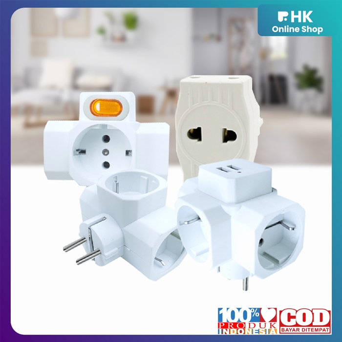 3 Hole Grounded T Plug + On/Off Switch - Multipurpose T Electrical Plug ...
