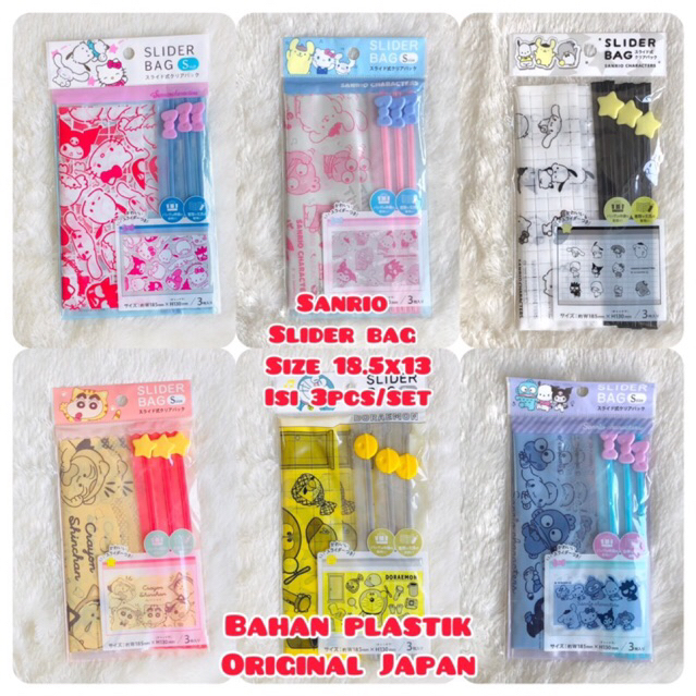 Multi-purpose zip lock slider bag sanrio shinchan size 18.5x13cm ...