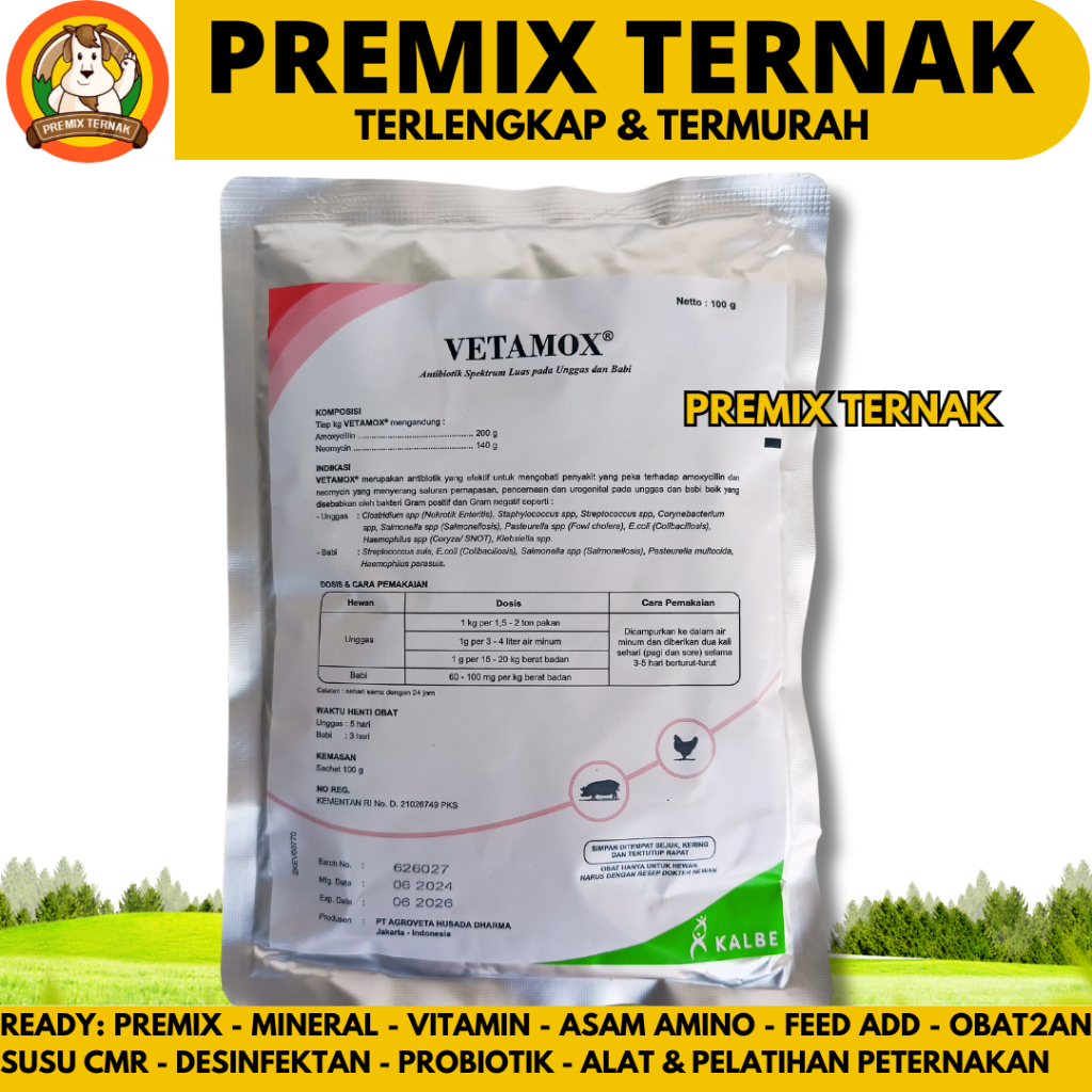HIJAU VETAMOX 100 GRAM - Broad Spectrum Antibiotic in Poultry and Pigs ...