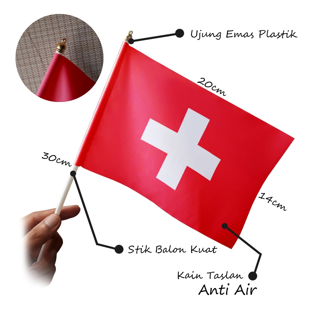 Small Swiss Country Mini Hand Flag 14x20 cm - Parade & Festival ...