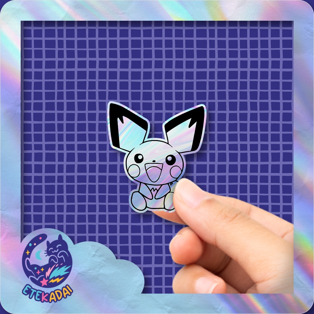 Pokemon Pichu V2 Line Art Game Anime Hologram Sticker | Shopee Philippines
