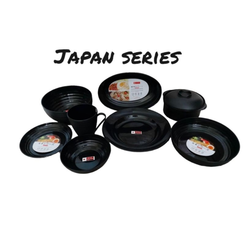 HITAM Bowl Plate Glass Bowl + Lid Thick Black Plastic Ramen Japan ...