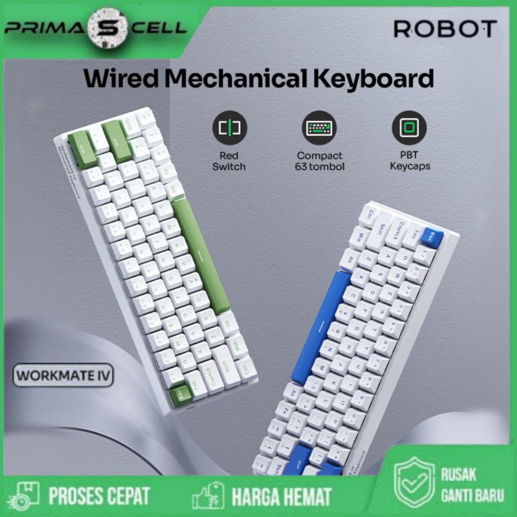 Robot WORKMATE IV Mechanical Wired Gaming Keyboard 94 Keys PBT Keycaps ...
