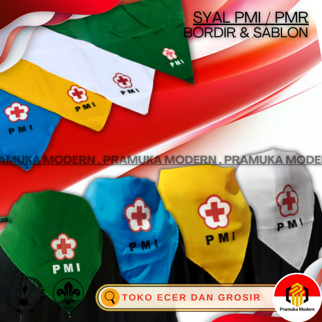 MERAH PMI scraf scarf / PMR screen printed and embroidered slayer ...