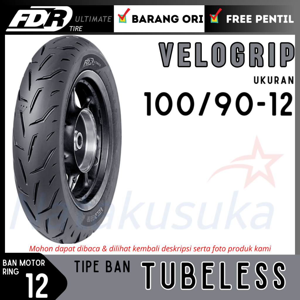 FDR Velogrip 100/90-12 Tubeless (TL) Metic Motorcycle Tires | Shopee ...