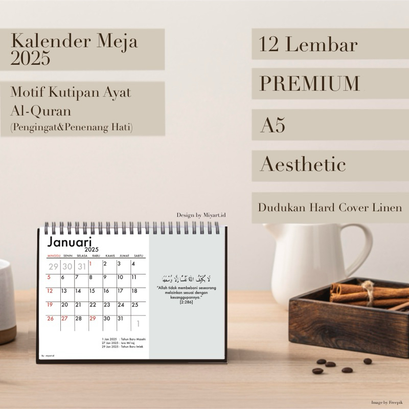 2025 Desk Calendar with Verse Quote Motif (Driving and calmer ...