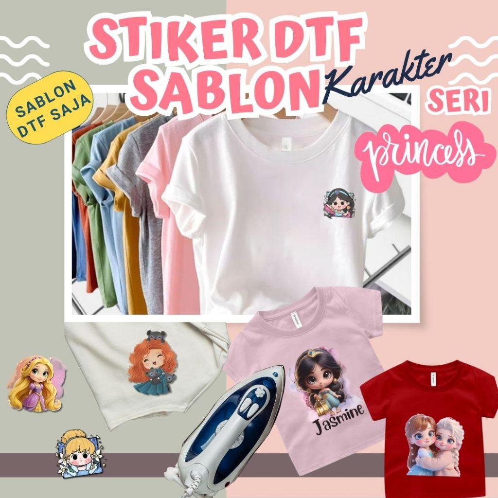 Dtf Sticker Screen CUSTOM Name Cartoon Character PRINCESS Series Just ...