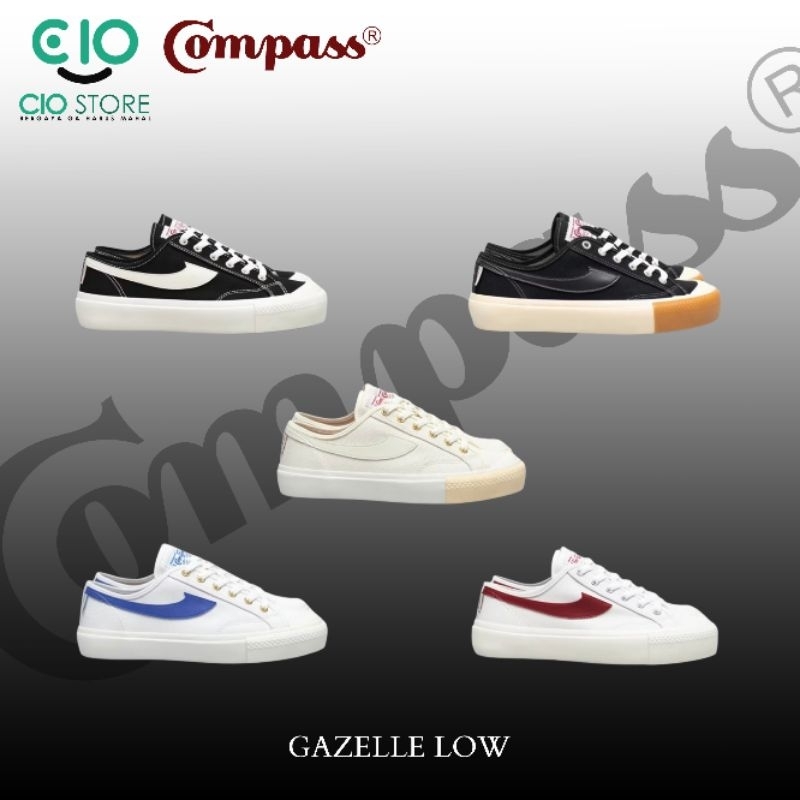 Shoes COMPASS GAZELLE LOW BLACK WHITE/BLACK GUM/CREAM/ WHITE BLUE/WHITE ...