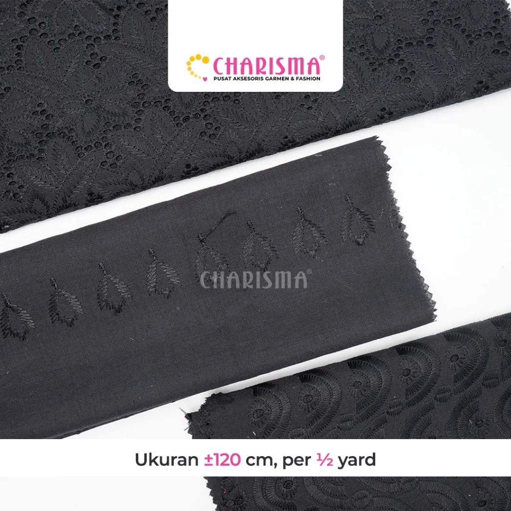 HITAM Charisma Black Allover Embroidered Fabric - Embroidered Fabric for Clothing / Allover ...