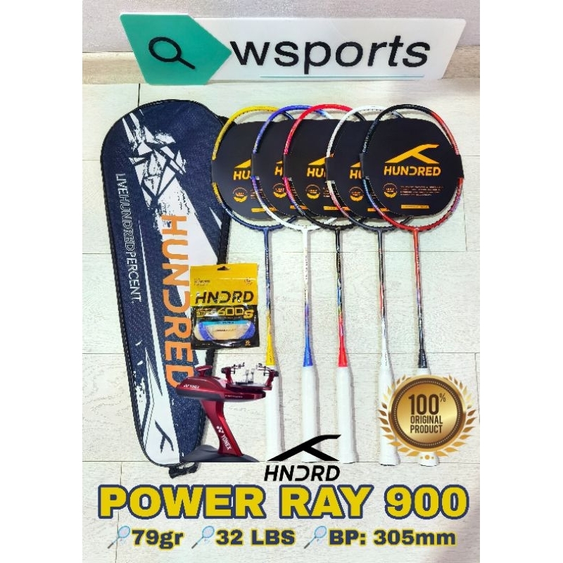 Hundred HNDRD POWER RAY 900 79gr 32LBS Original Badminton Racket ...