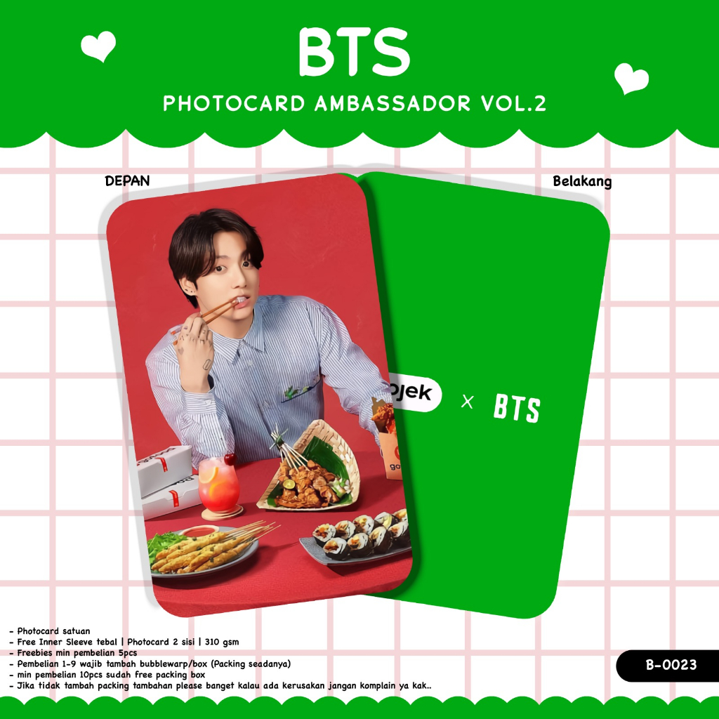 Photocard BTS AMBASSADOR GOJEK Newest PHOTOCARD KPOP IDOL GLOSSY ...