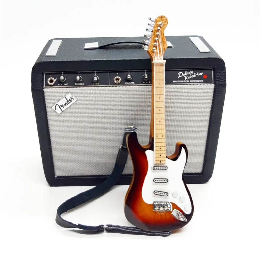 Fender Stratocaster Sunbrust Natural Guitar Miniature and Fender Sound ...