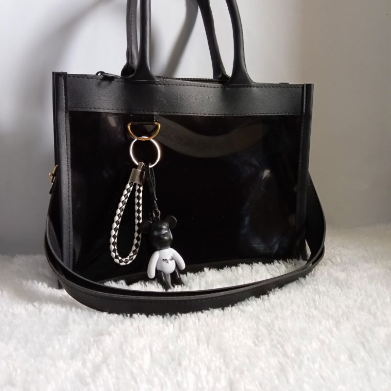 HITAM Thick black mica handbag | Shopee Philippines