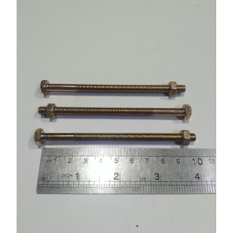 Hex BMK yellow bolt + nut m6 x 100 mm (10 keys) | Shopee Philippines