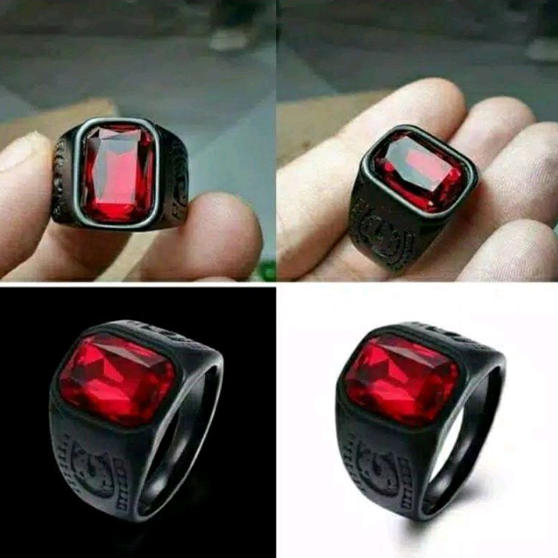 MERAH HITAM Rubik's Ring Red Pomegranate Black Ring For Men & Women ...