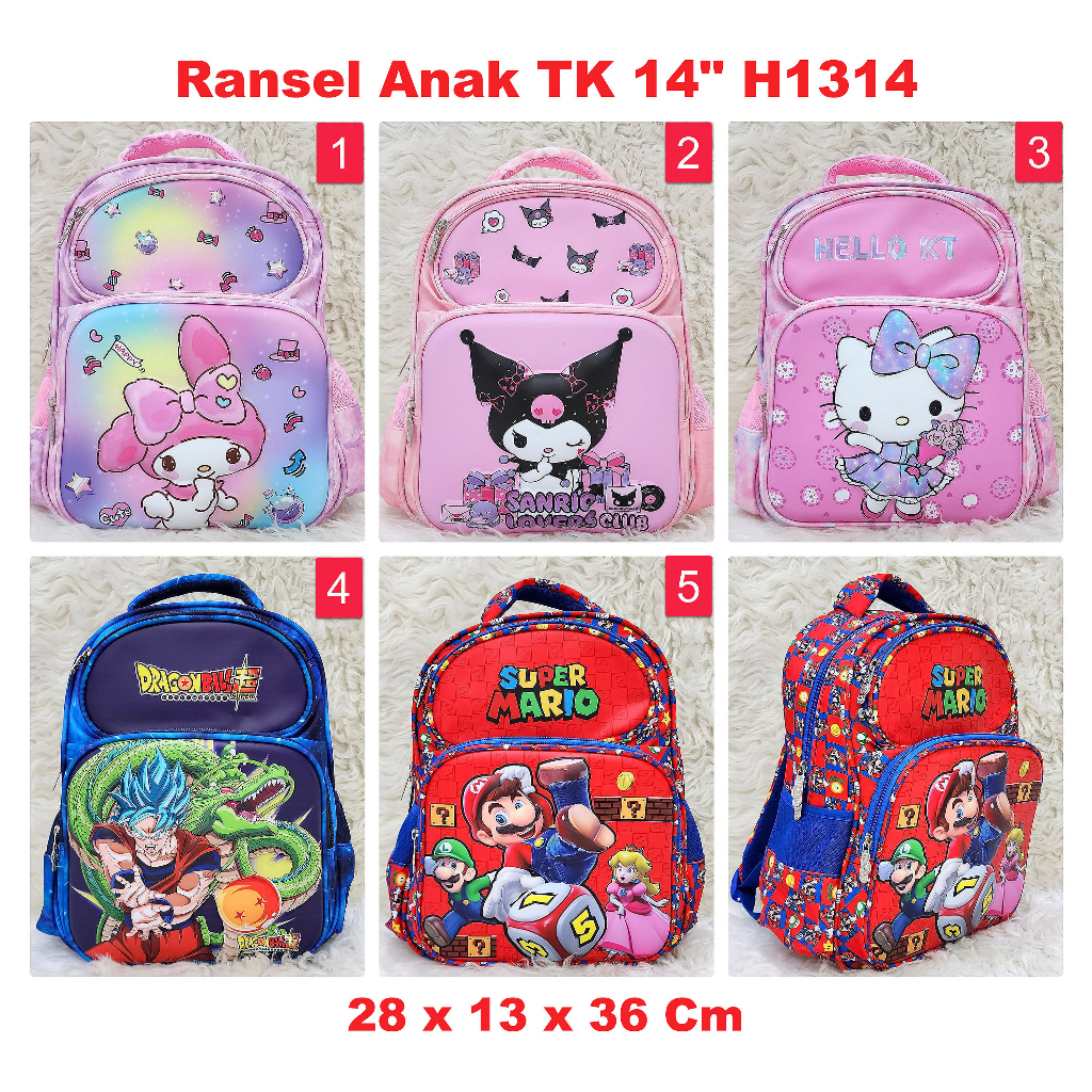 Kindergarten Children's Backpack 14 Inch H1314 Kuromi Melody HK Mario ...