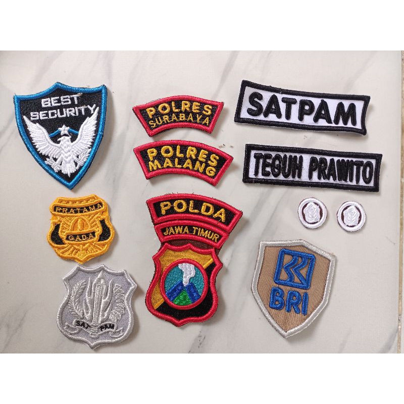 Embossed 3D Police Embroidered Bed, security guard of authority, mace ...