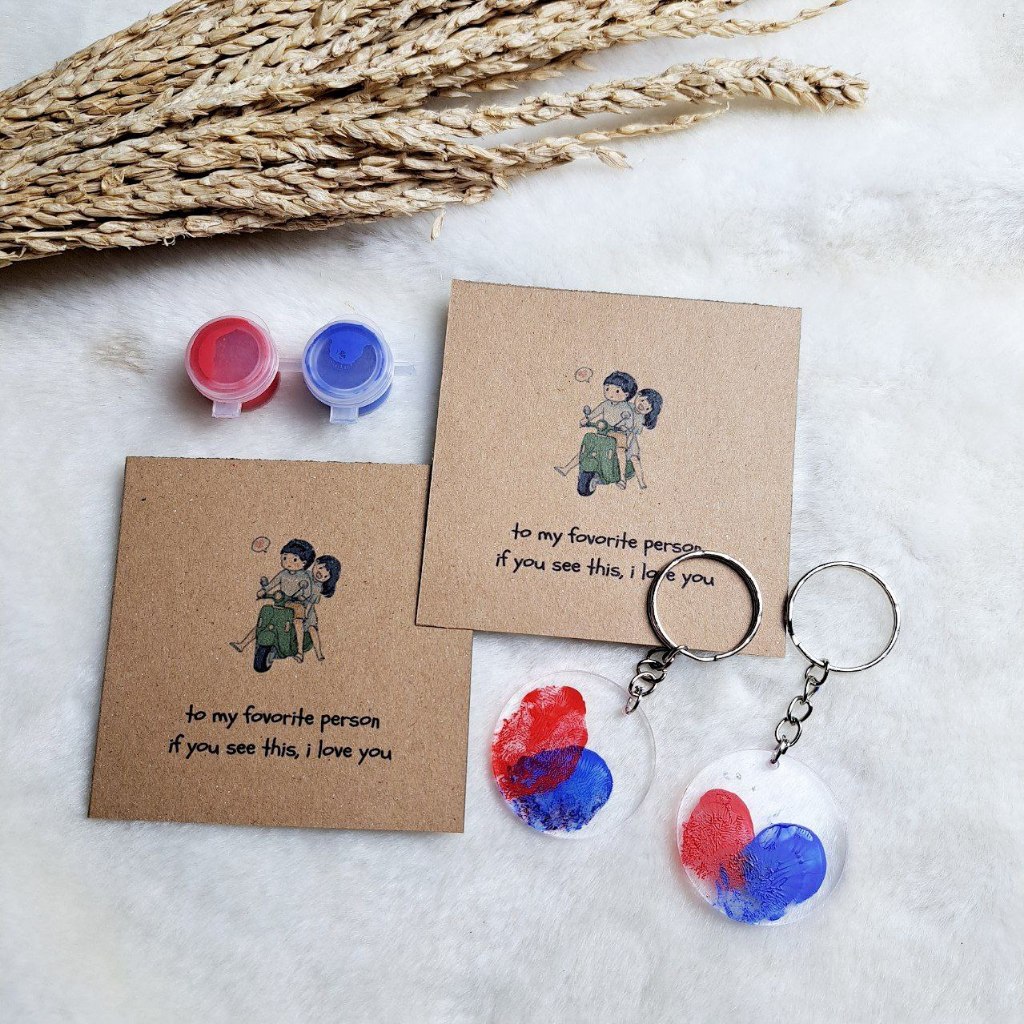 GANTUNGAN Diy Fingerprint Keychain/ganci Acrylic couple Waterproof ...